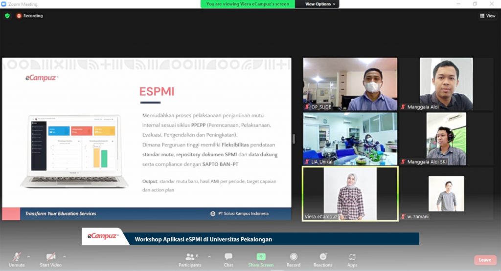 Workshop Aplikasi eSPMI di Universitas Pekalongan - eCampuz