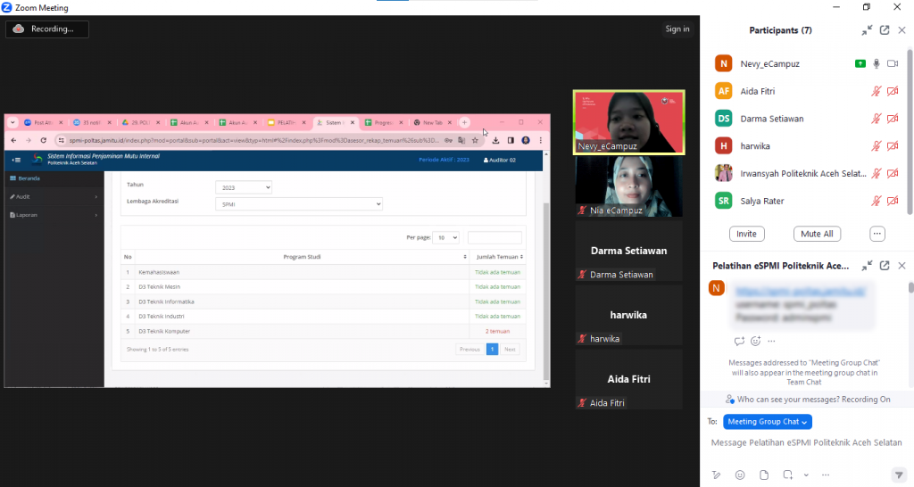 Pelatihan Penggunaan eSPMI untuk Politeknik Aceh Selatan
